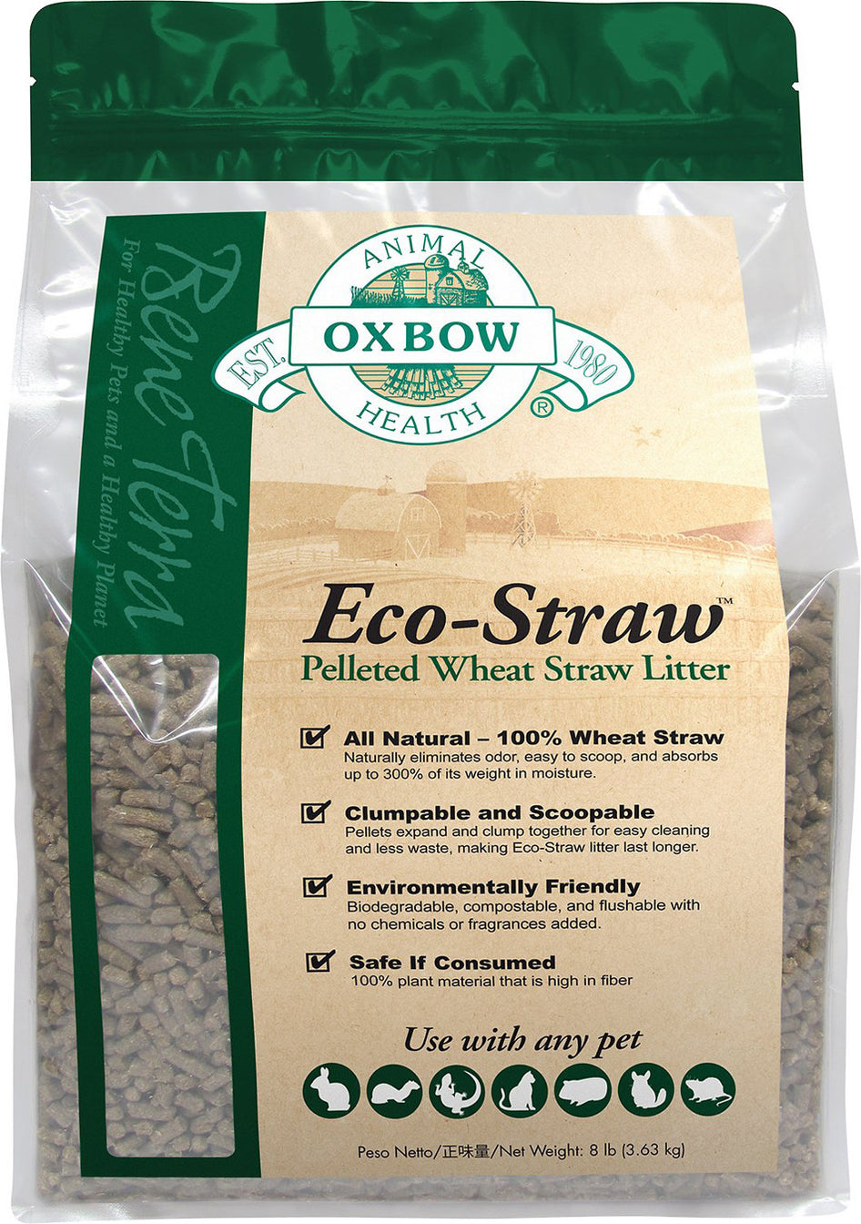 Oxbow Eco-Straw Wheat Straw Small Animals Litter, 8 lb — Amazonpet.ae